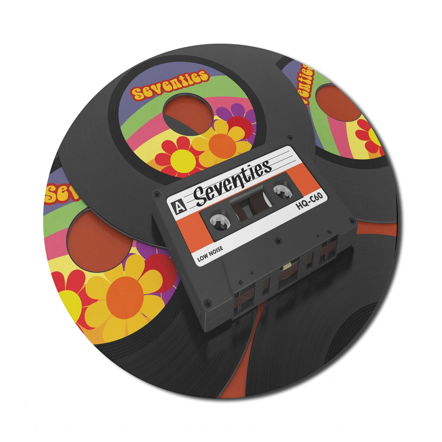 70s Party Mouse Pad for Computers, Compact Cassette Player and Some ...