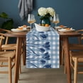 Blue Tulip Table Runner, Blue Flower Silhouette Cotton Linen Table ...