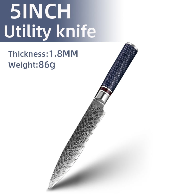 5-inch Utility Knife Kitchen Knife Forged Damascus Stainless Steel ...