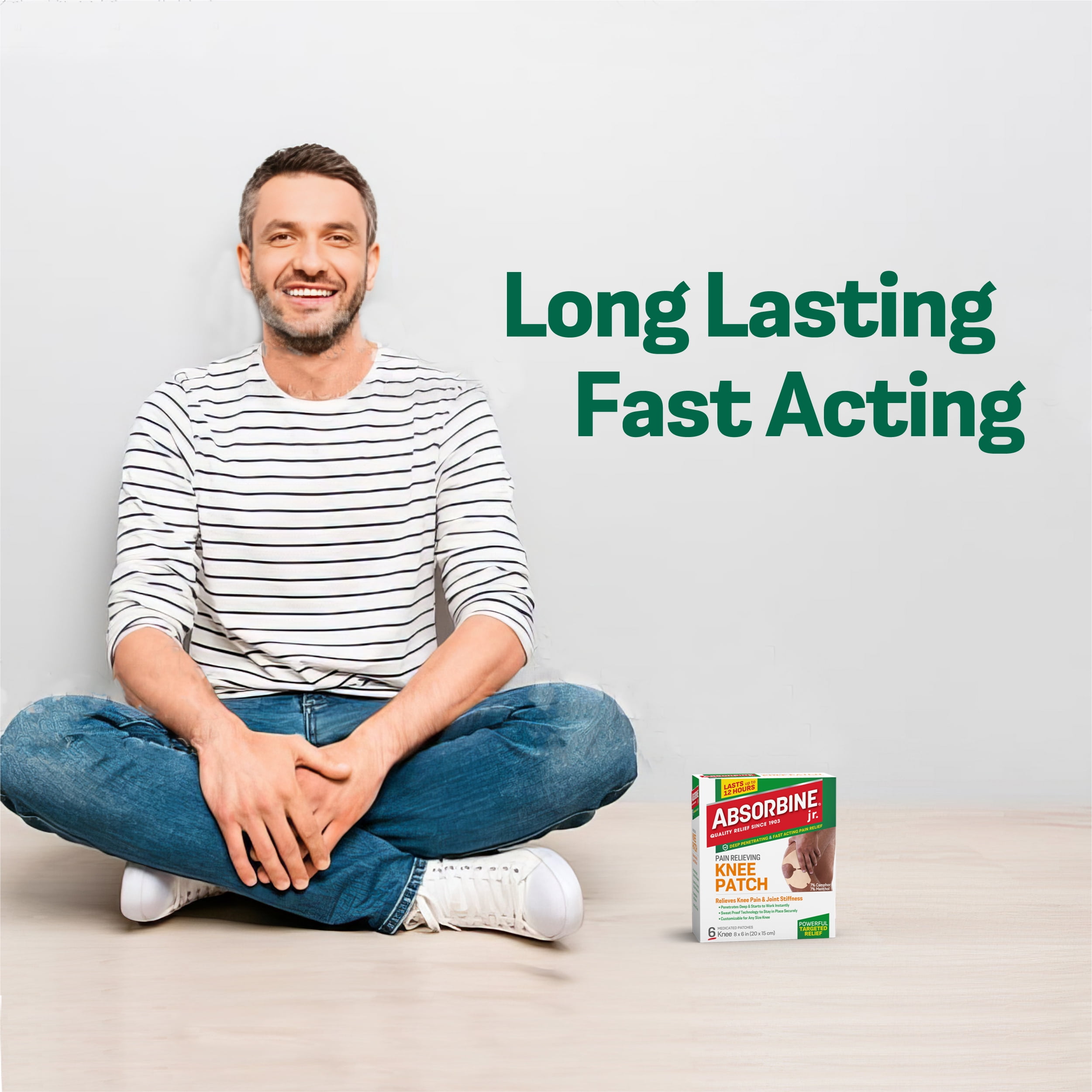 Absorbine Jr. Knee Pain Relief Patches, Pain Patch with Menthol for ...