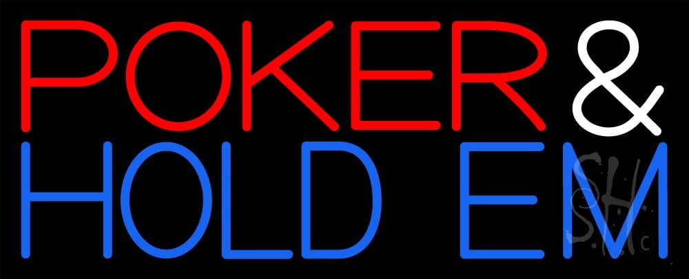 Poker And Holdem LED Neon Sign 13 x 32 - inches, Black Square Cut ...