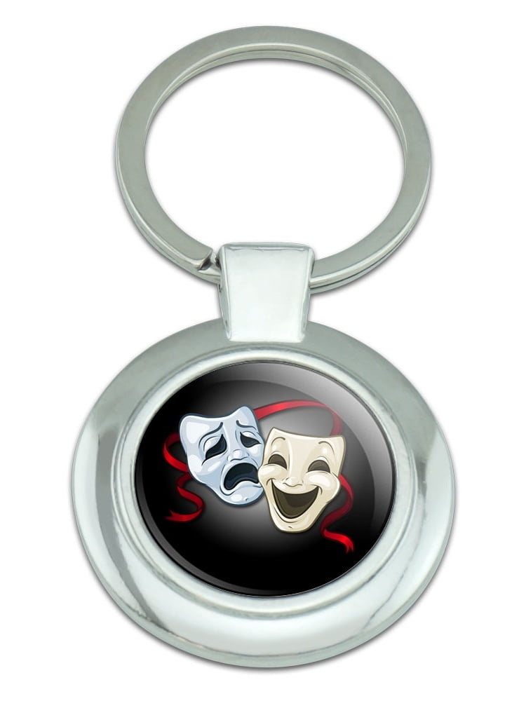 Drama Comedy Tragedy Masks Theater Classy Round Chrome Plated Metal ...