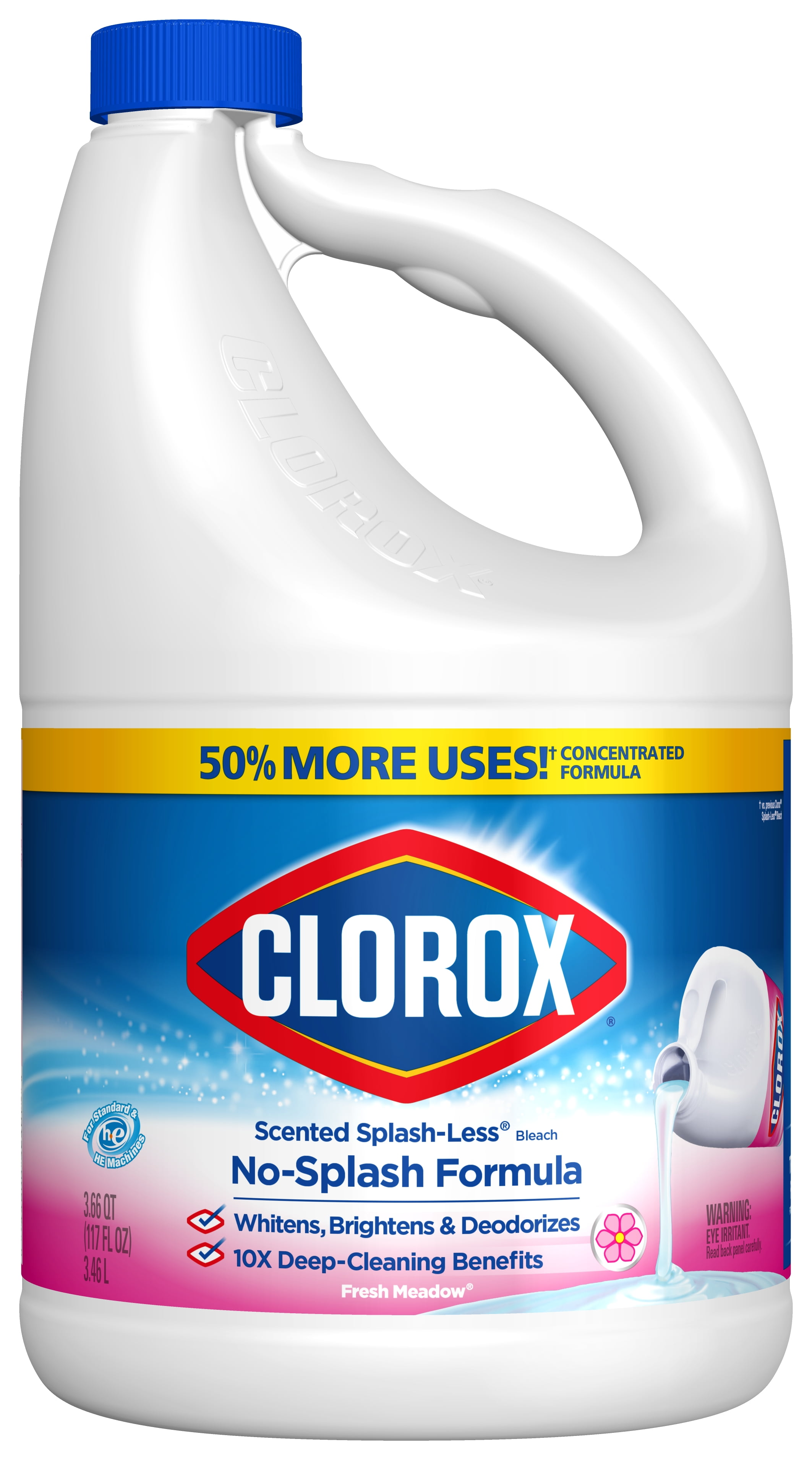 Clorox Splash-Less Liquid Bleach, Fresh Meadow - 117 Ounce Bottle ...