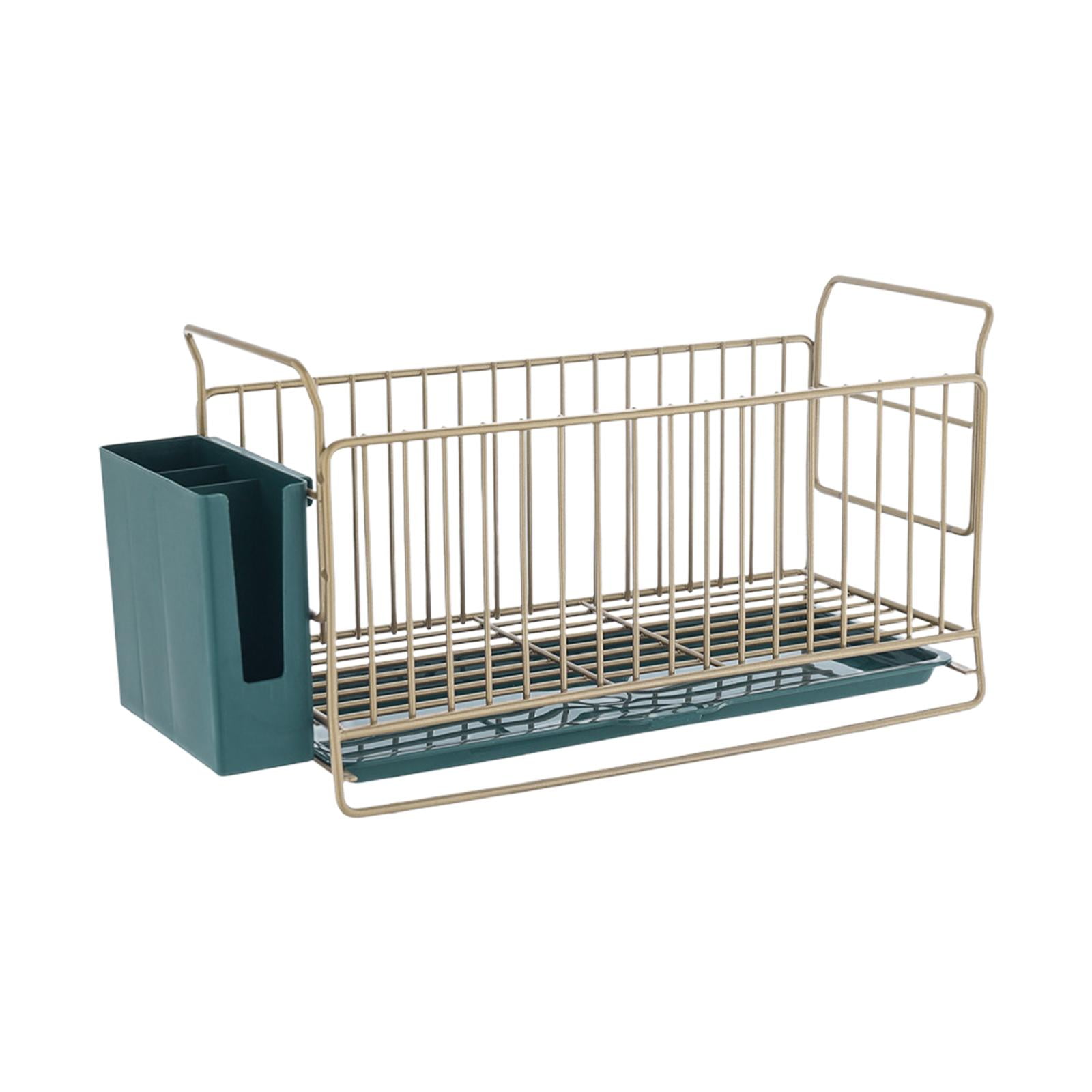 Dish Drainer, Cutlery Holder with Drain Tray, Kitchen Countertop Dish ...