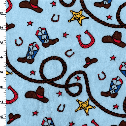 Blue/Multi Western Cowboy Minky, Fabric By the Yard - Walmart.com