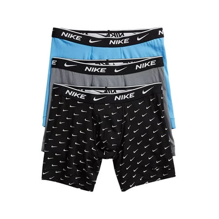 Nike Men`s Everyday Cotton Stretch Boxer Briefs 3 Pack (Large, Blue ...
