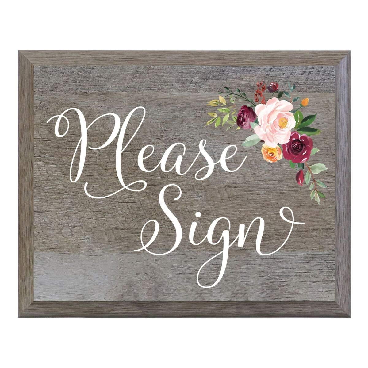 Barn Wood Wedding Party Sign Plaque - Please Sign - Walmart.com