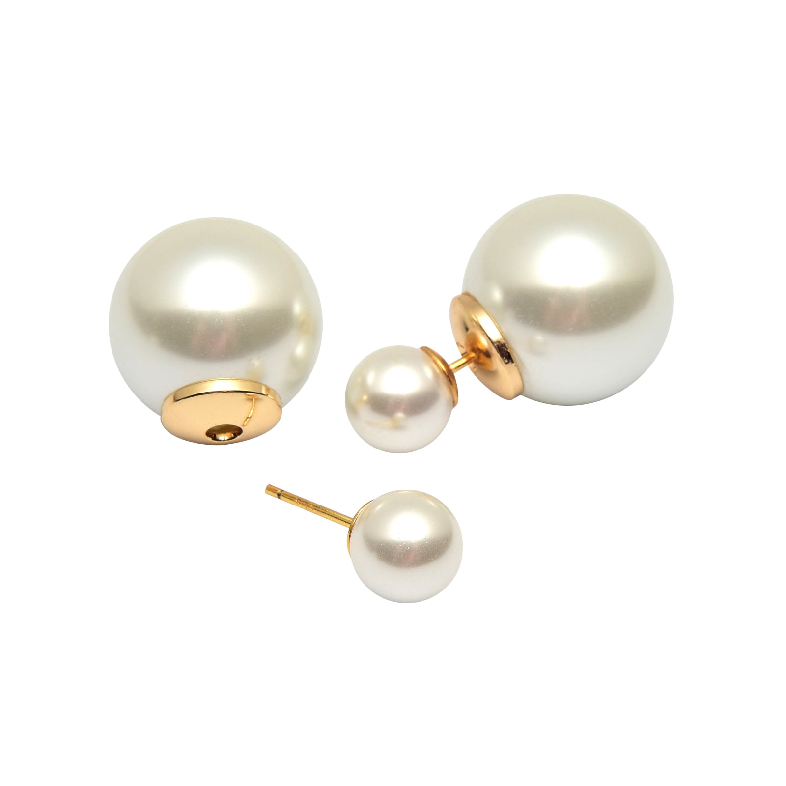 Click here for Huge Swan Elegant 2 Round Pearl Studs Double Sided... prices