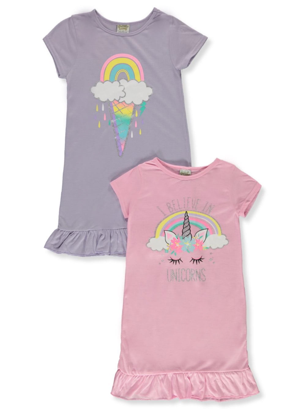 Sweet N Sassy Girls 2 Pack Nightgowns Pink Multi 10 Big Girls