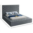Meridian Furniture Bliss Solid Wood Tufted Velvet King Bed In Gray