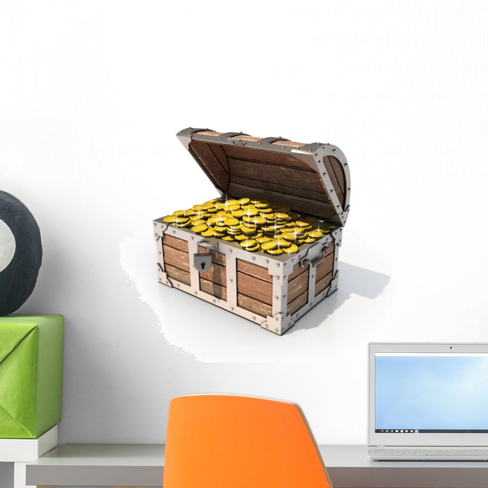 Treasure Chest 3D Wall Decal Mural by Wallmonkeys Vinyl Peel and Stick ...