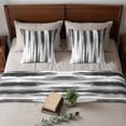 Bed Runner for Queen Size Bed, Black Gray White 3 Pcs Bedding Runner ...