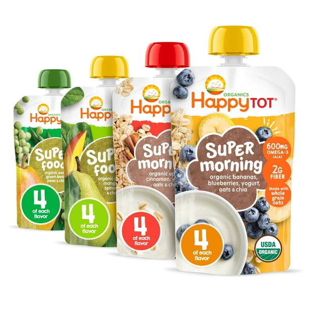 Happy Tot Organics SuperFoods & Super Morning, Stage 4, Four-Flavor ...