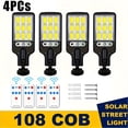 4-Pack Solar Street Lights, 108 COB LED Motion Sensor Security Wall ...