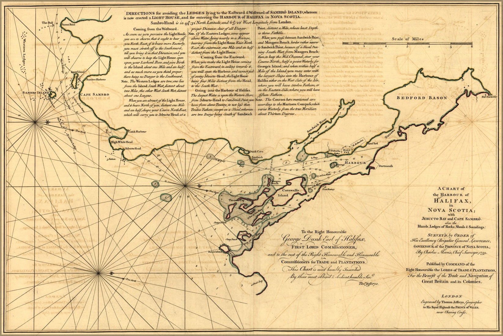 24"x36" Gallery Poster, map of Halifax harbor Nova Scotia canada 1768 ...