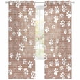 Brown Paw Print Sheer Curtains 96 Inch Long 2 Panels, Modern Classic ...
