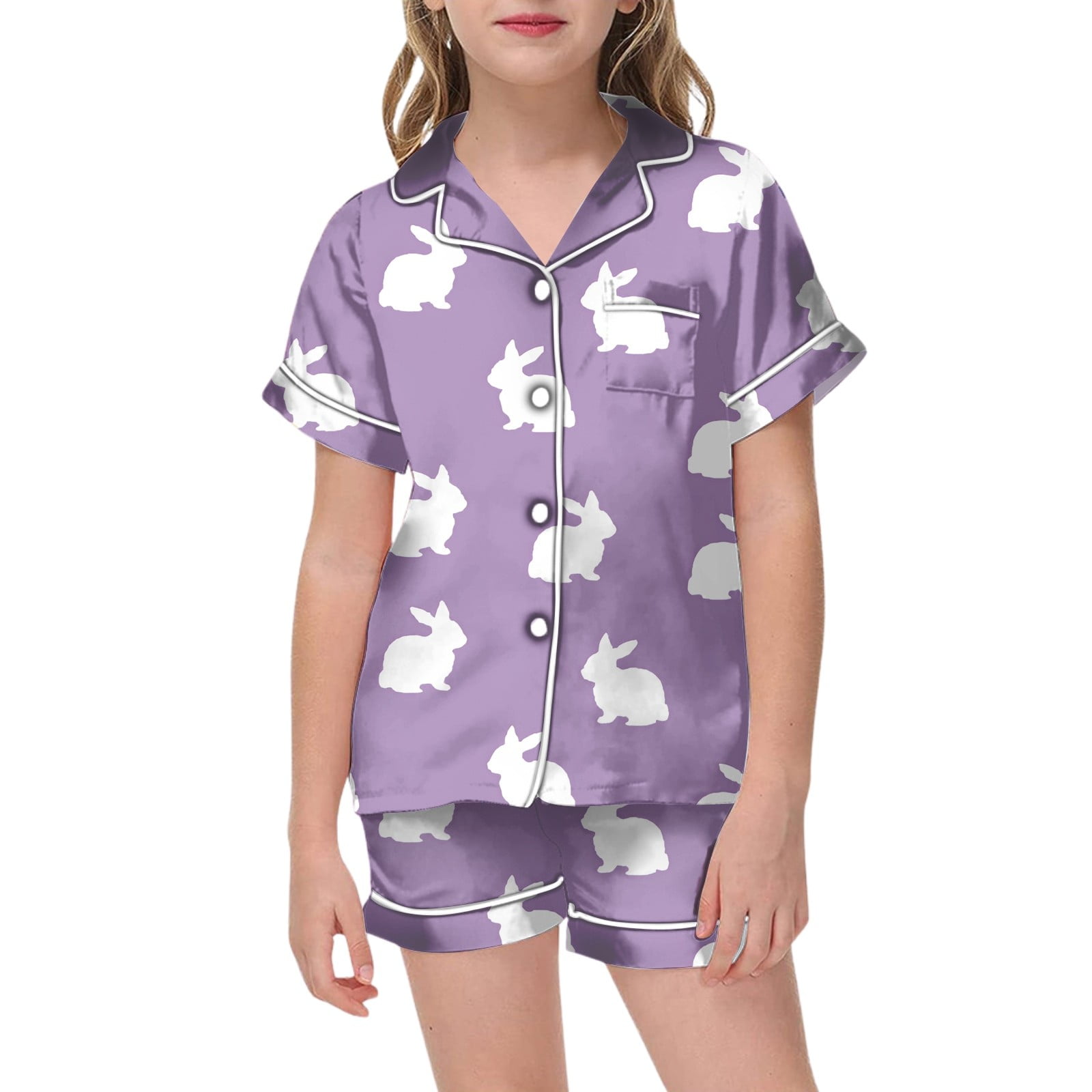 Click here for Feolixe Girls Easter Day Printed Pajamas Short Sle... prices