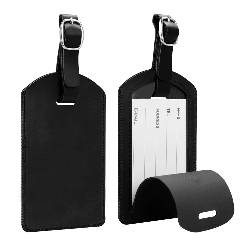 [2 Pack] Fintie Luggage Tags, PU Leather Name ID Label Holder with ...