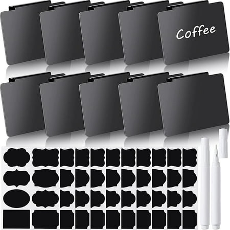 10 Black Basket Labels Clip Removable Metal Bin Clip with 80 Chalkboard ...