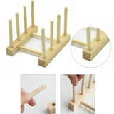 Bamboo Wooden Dish Rack - Plate Rack Stand Pot Lid Holder, Kitchen ...