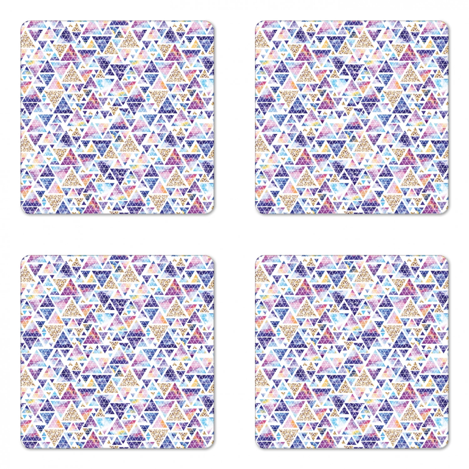 Geometric Coaster Set of 4, Abstract Triangular Space Design Vintage ...