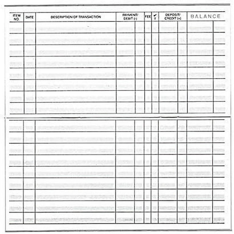 Blank Checkbook Register Worksheet