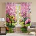 Forests Sheer Curtains 63 Inch Long 2 Panels, Oil Painting Spring Pink ...