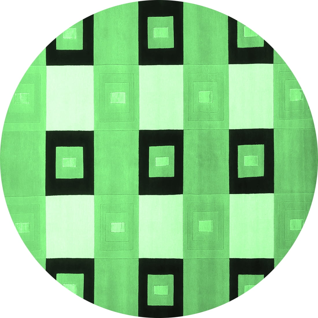 Ahgly Company Indoor Round Checkered Emerald Green Modern Area Rugs, 5 ...