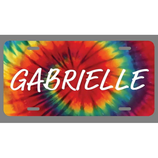 Gabrielle Name Tie Dye Style License Plate Tag Vanity Novelty Metal ...