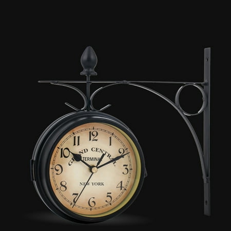 Wall Clock Mount Hanging Metal European Style Retro Battery Powered ...