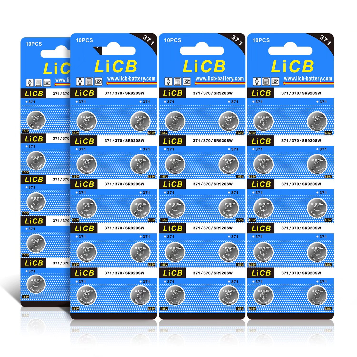 LiCB SR920SW 371 Watch Battery 1.55V Silver Oxide Button Battery (40 ...