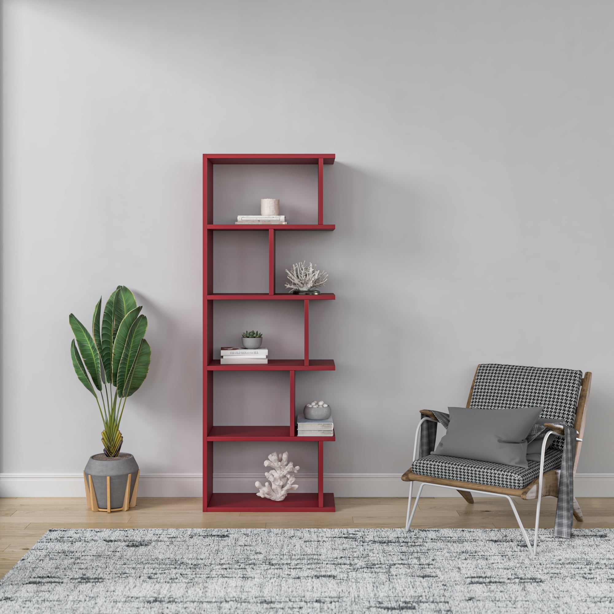 Ada Home Decor Furniture Multiple Tier Open Shelf Burgundy Bayside ...