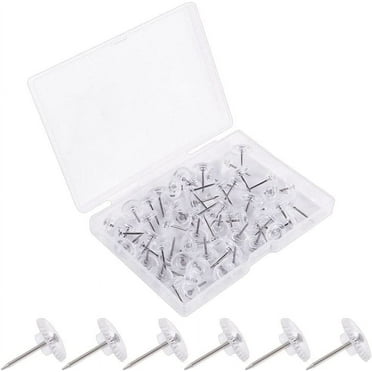 50 PCS Clear Push Pins, Office Supplies Clear Thumb Tacks for Wall ...