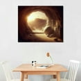 JEUXUS Christianity Canvas Wall Art Crucifixion at Sunrise Empty Tomb with Shroud Resurrection ...