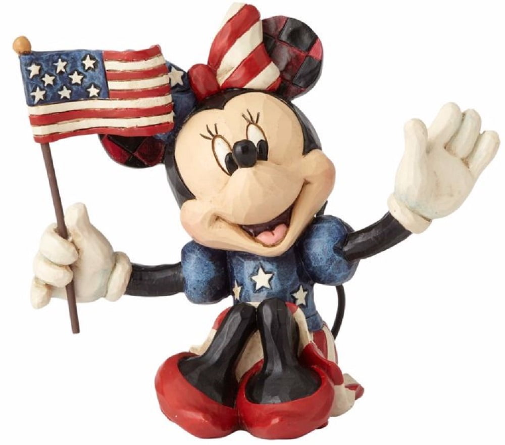 Jim Shore Disney Mini Patriotic Minnie Mouse with USA Flag Figurine ...