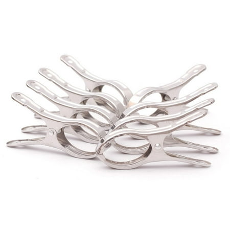 8pcs Stainless Steel Washing Line Clothes Pegs Hang Pins Clips ...