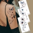 1 Sheet Waterproof Flower Temporary for Women Red Rose Butterfly Fake ...