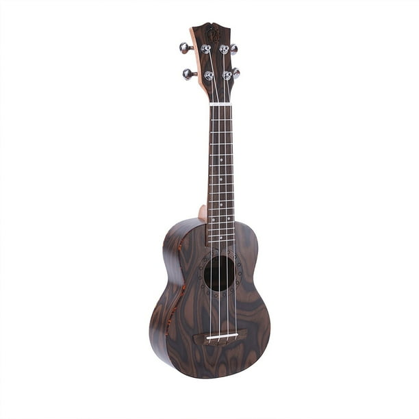 Pyle Soprano Ukulele - Flamed Dark Brown Wood Body, Mahogany Neck ...