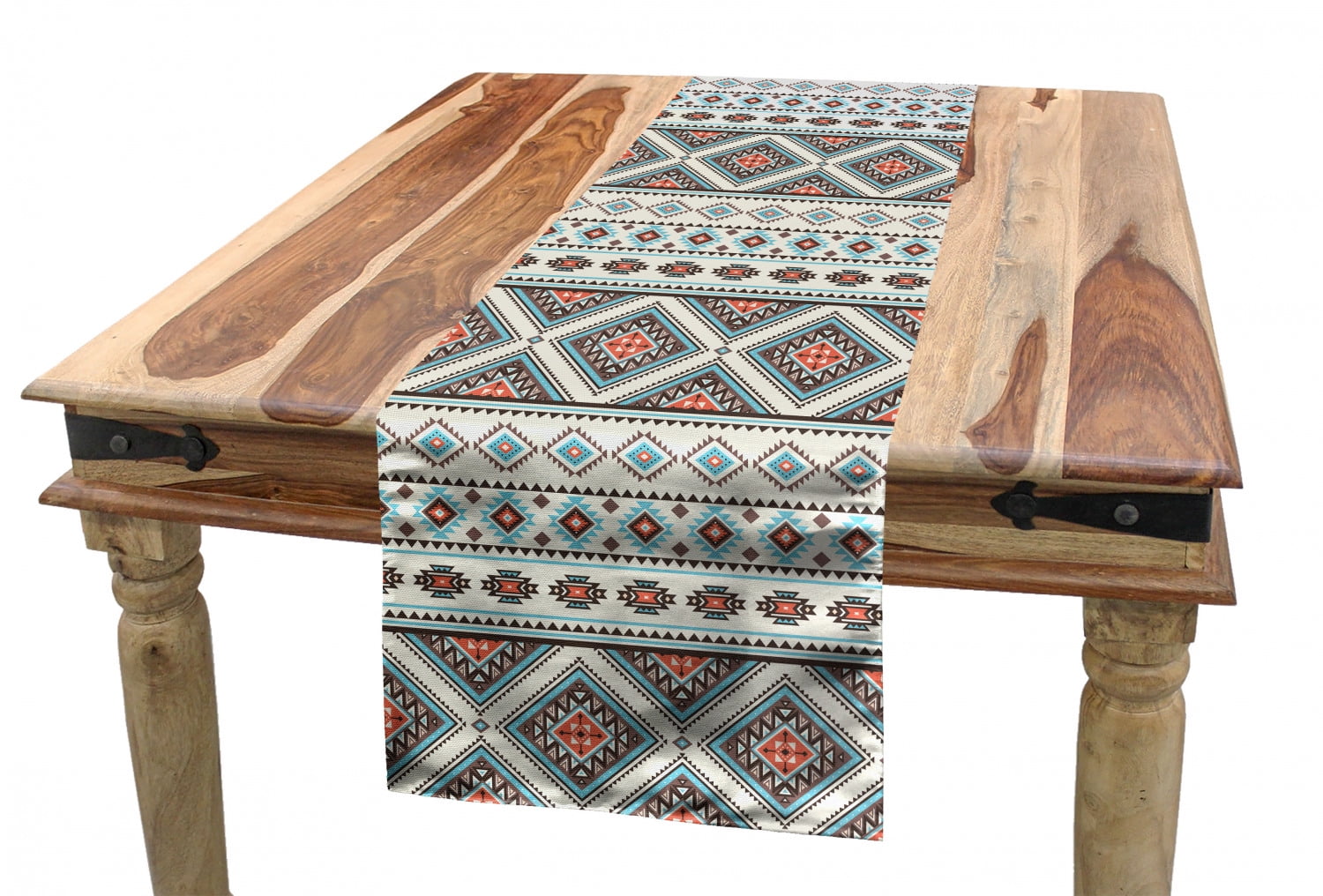 Aztec Table Runner, Print of Retro Style Native Ornaments, Dining Room ...