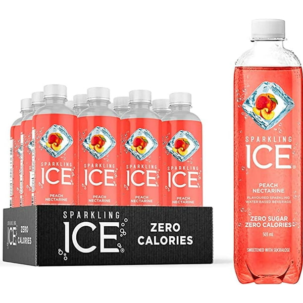 Sparkling Ice Peach Nectarine Flavour, Sparkling Water, 503 ml (17 fl. oz) each, Pack of 12 ...
