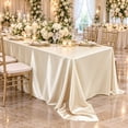 Ivory Satin Tablecloth with Durable Polyester Fabric, 57X120 Inch ...