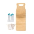 Bamboo Washboard Set Portable Hand Washing Board with Gloves and ...