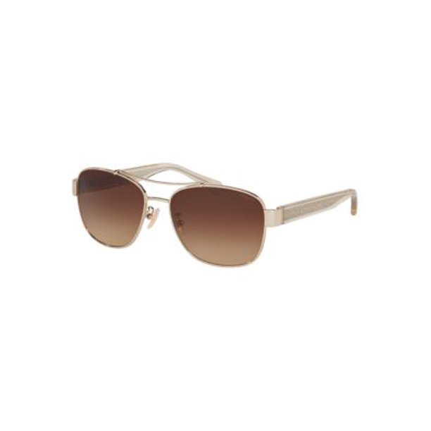 Coach L151 Metal Womens Aviator Sunglasses Lt Gold/Crys Lt Brown 56mm ...