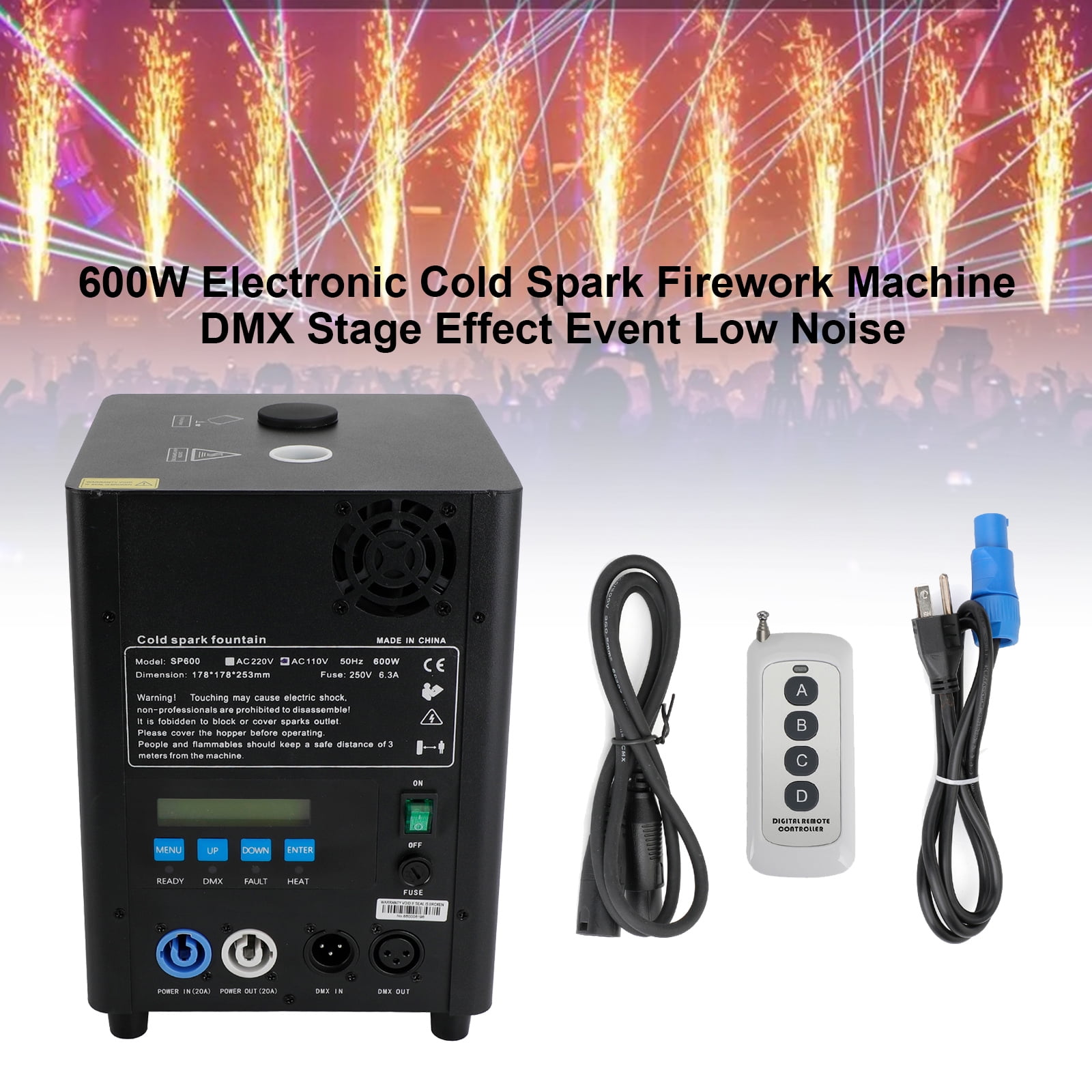 600W Electronic Cold Spark Firework Machine DMX Stage Effect Event Low ...