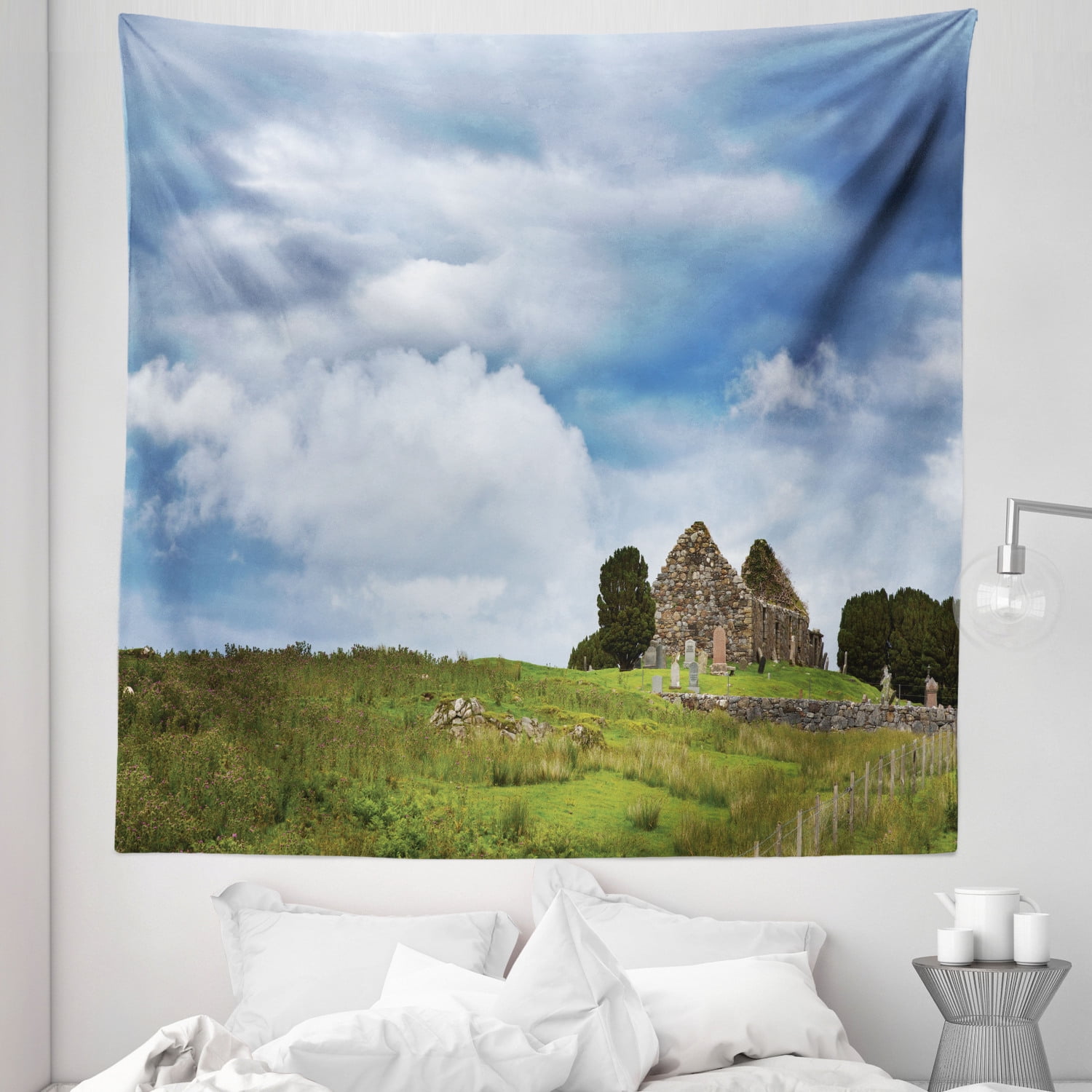 Scotland Tapestry, Historic Ancient Graveyard Ruins on Hill Under the ...
