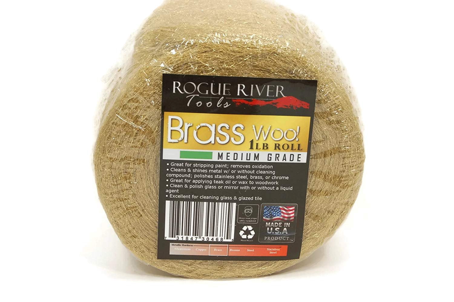 Brass Wool Medium Grade - 1lb Roll - by Rogue River Tools. Made in USA ...