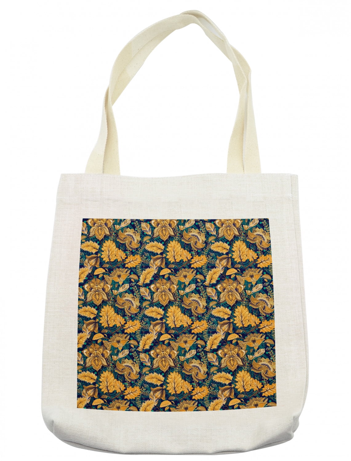 Asian Tote Bag, Medieval Oriental Flower Motifs Exotic Fantasy Garden ...