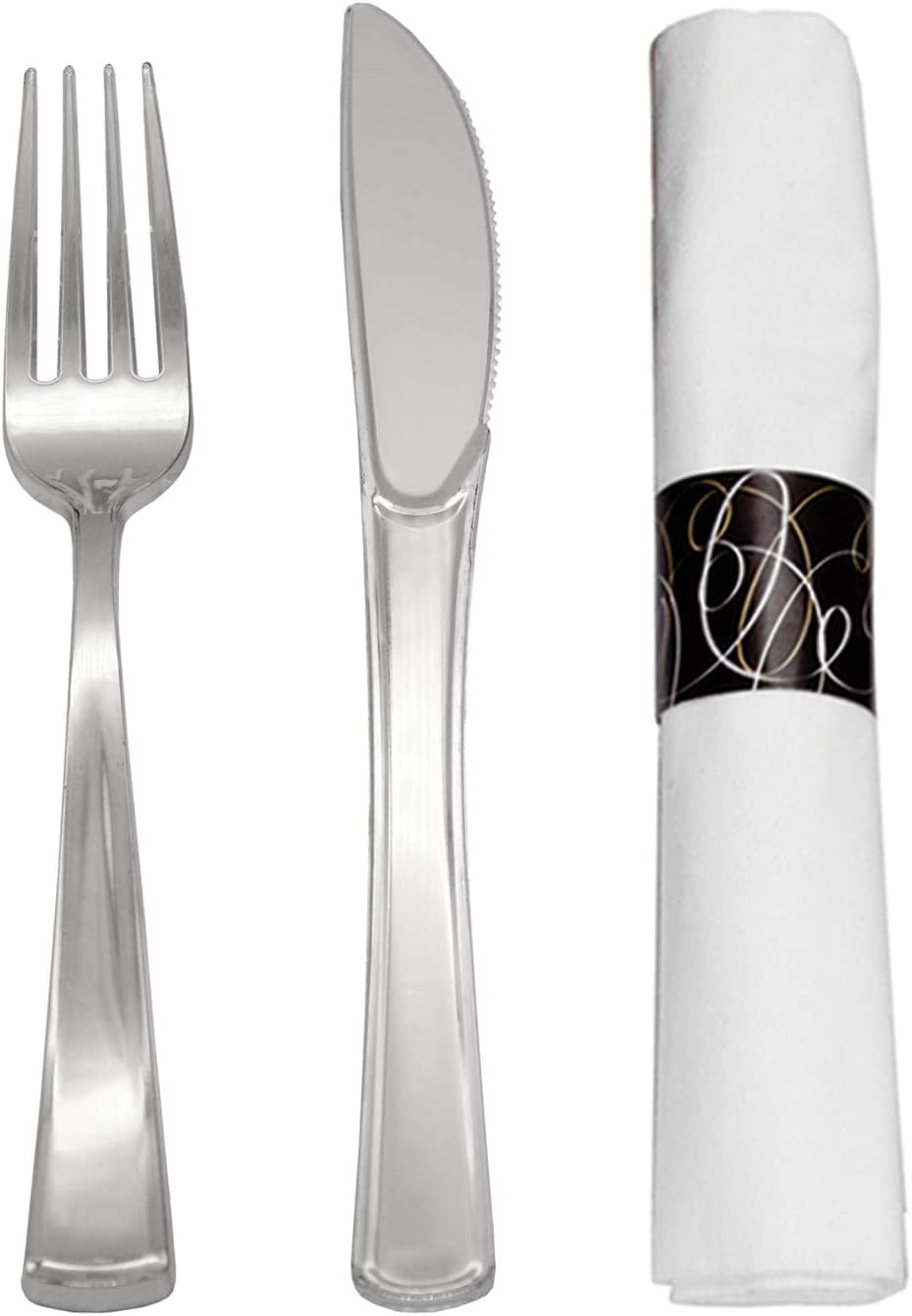 Party Essentials Party Supplies Wrapped Silverware Set Disposable, Pre ...