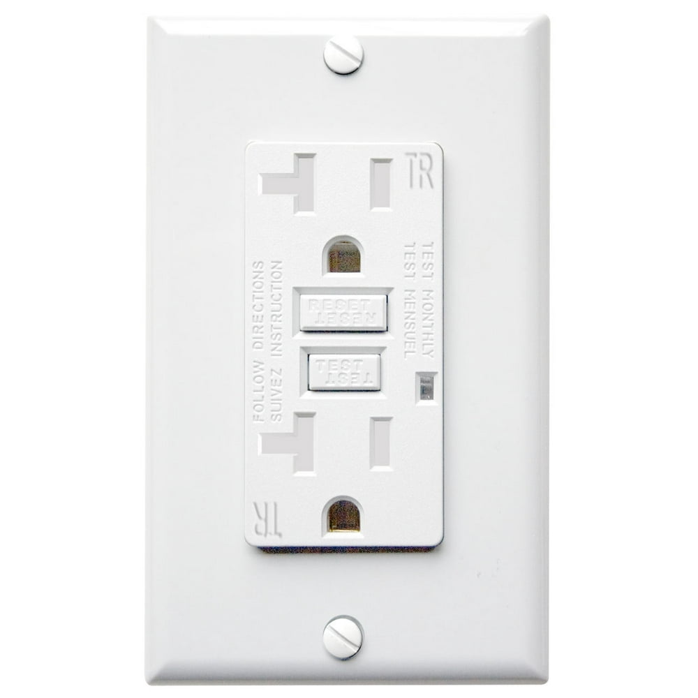 GFCI - Duplex Receptacle 20 Amp - Tamper Resistant - White - Walmart ...