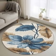 4ft Round Rug Blue Brown Botanical Area Rugs for Living Room Bedroom ...